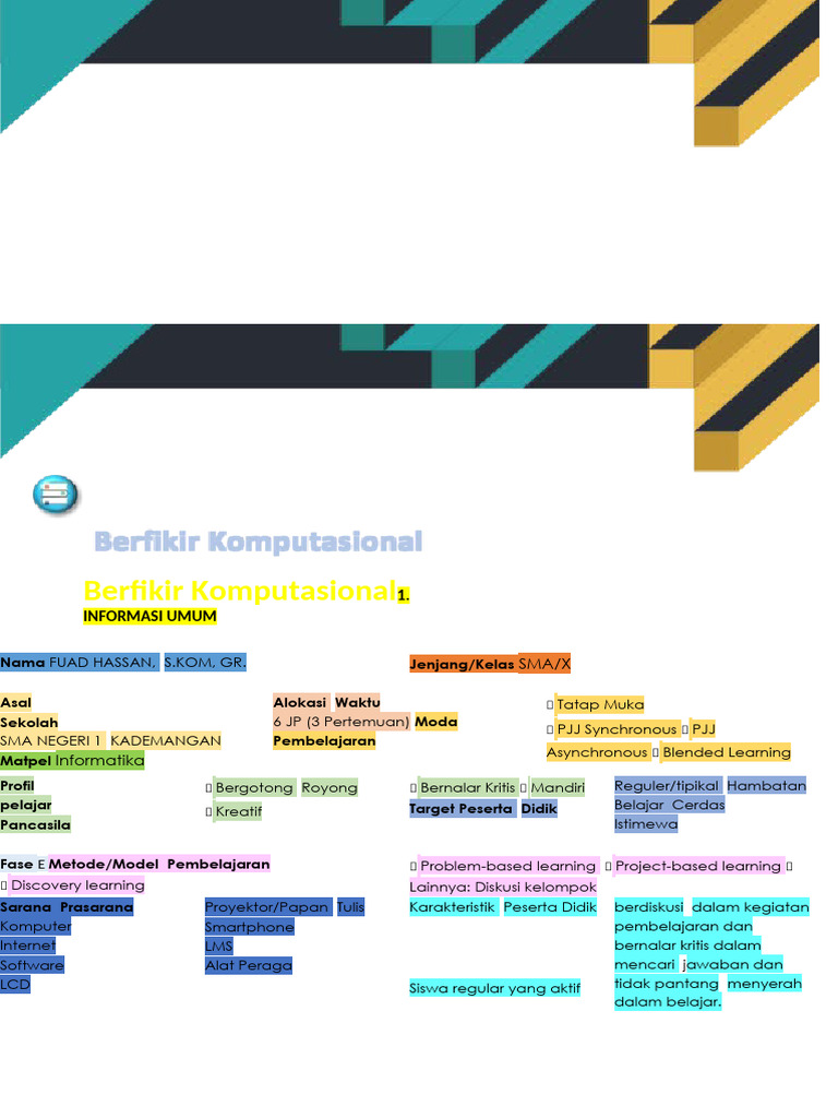 Modul Ajar Informatika Kelas X Fase E SMAN 1 KADEMANGAN | PDF