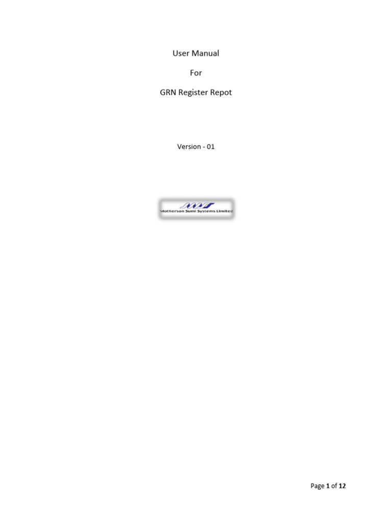 GRN Register Report Rev. 01 | PDF | Microsoft Excel | Computing