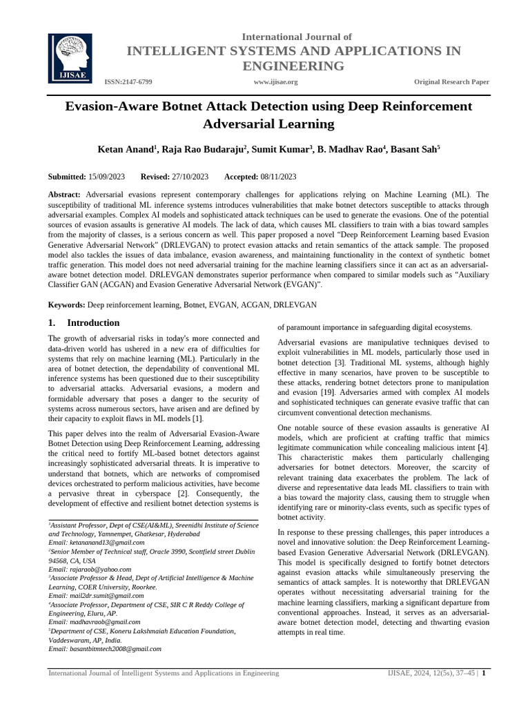 Evasion Aware Botnet Attack Detection Using Deep Reinforcement
