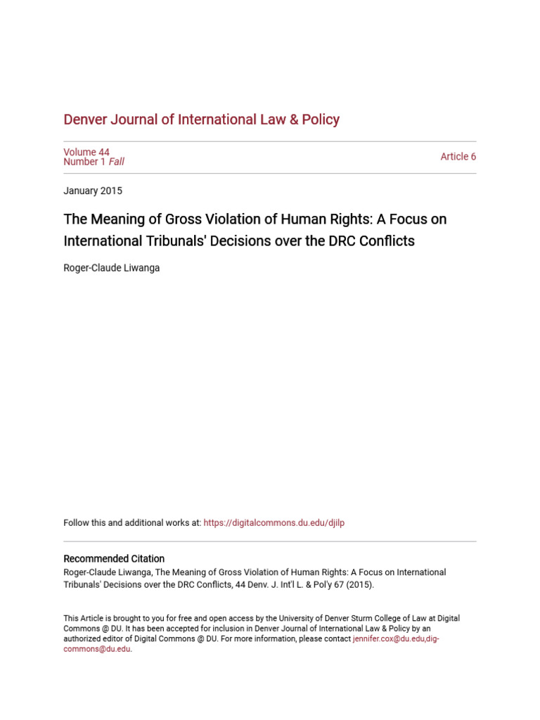 The Meaning of Gross Violation of Human Rights - A Focus On Intern ...
