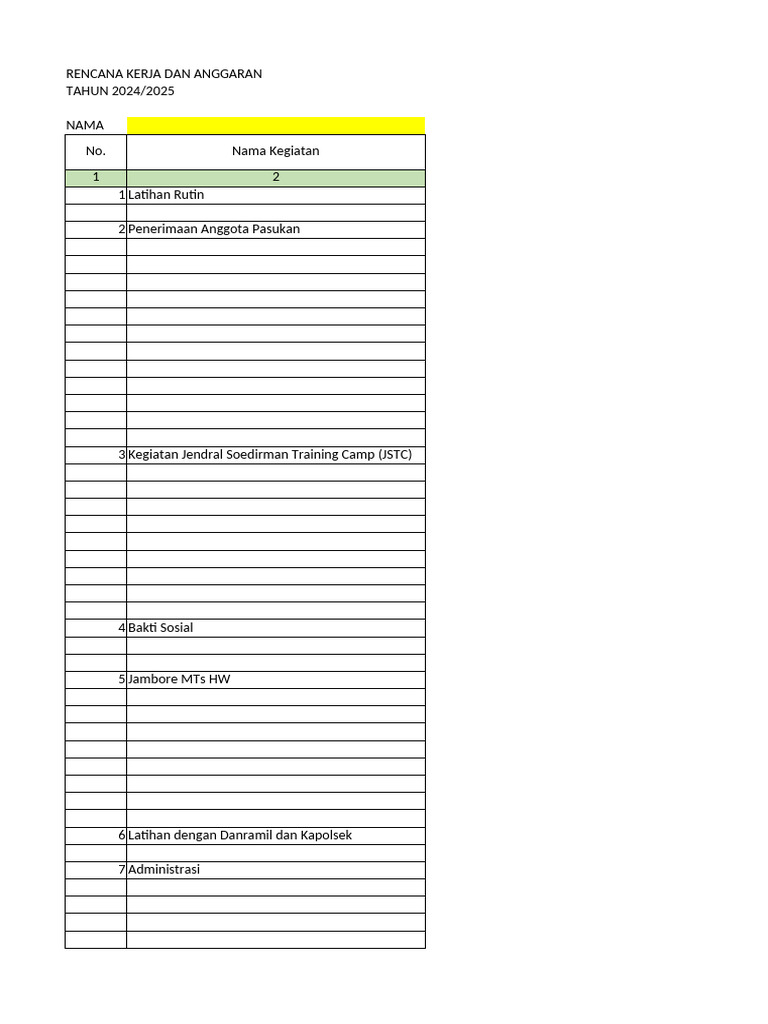 HW Draff Rencana Kegiatan Dan Anggaran Tahun Anggaran 202425 | PDF