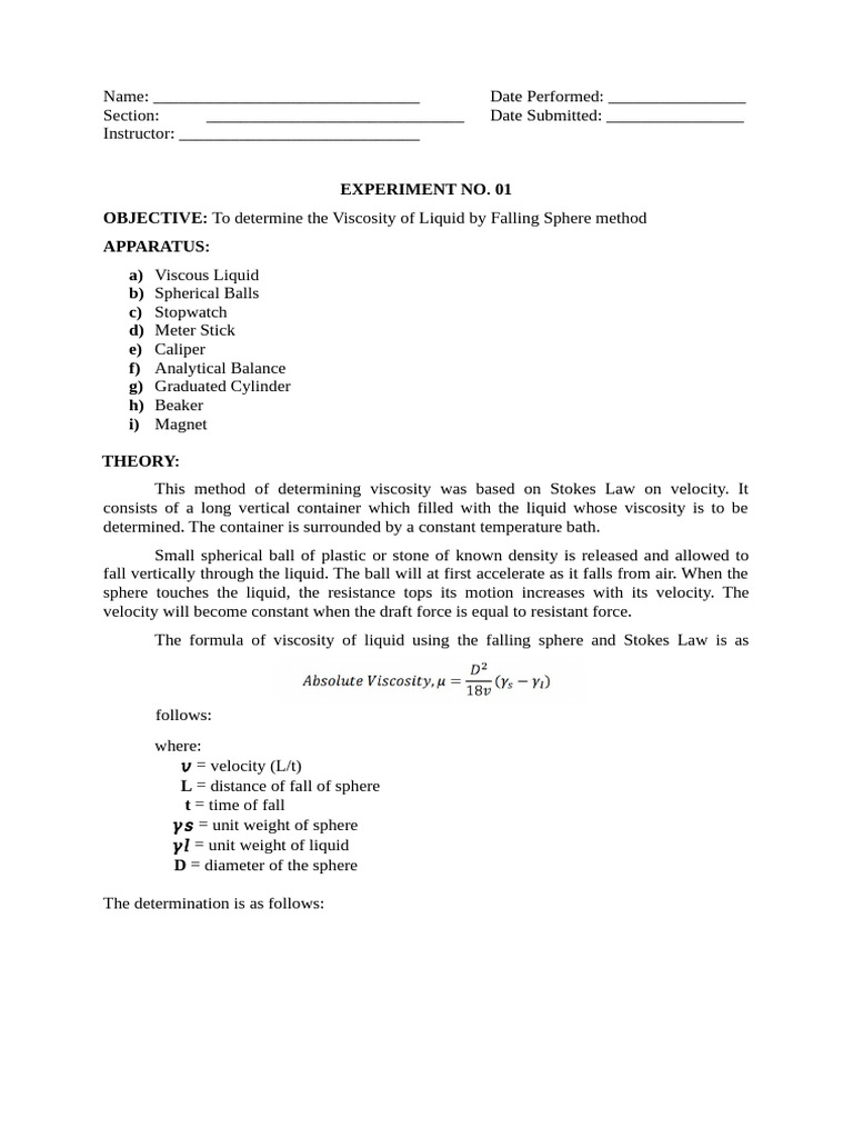 Fluids (Lab 1) | PDF