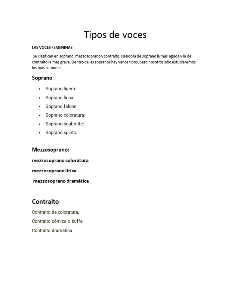 Tipos de Voces | PDF