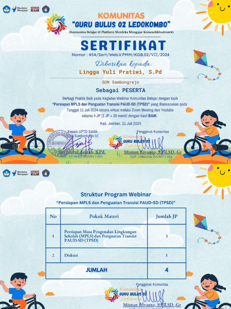 Lingga Yuli Pratiwi, S.PD - Sertifikat Webinar 5 | PDF