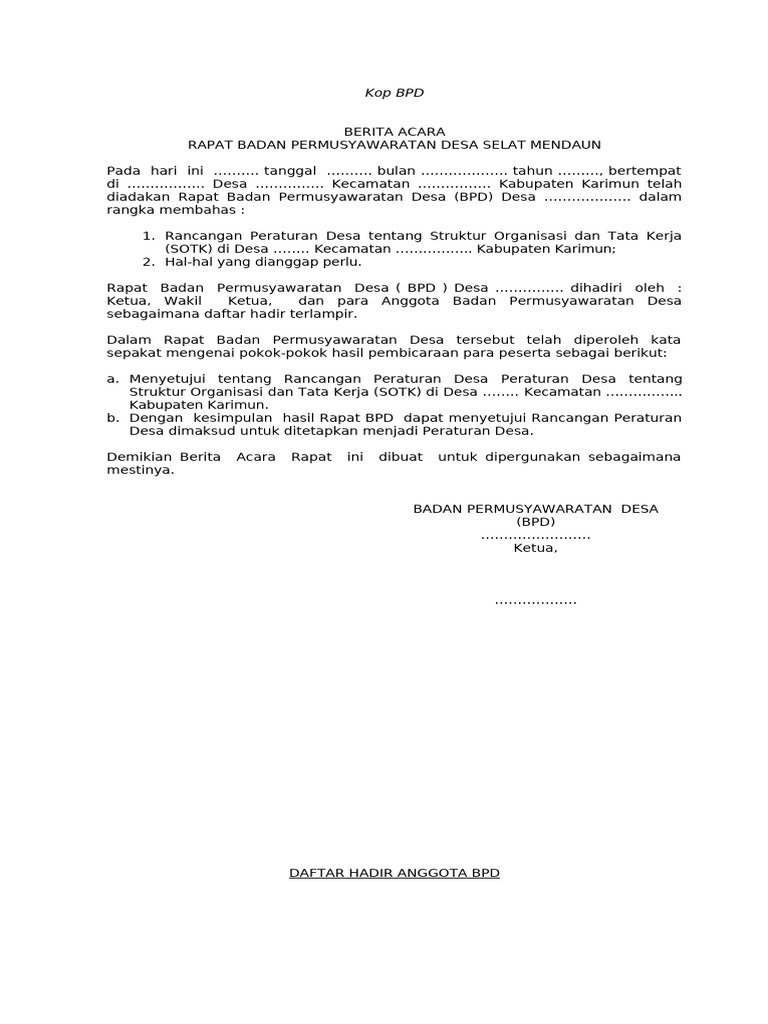 1.b Lampiran BA Rapat BPD | PDF