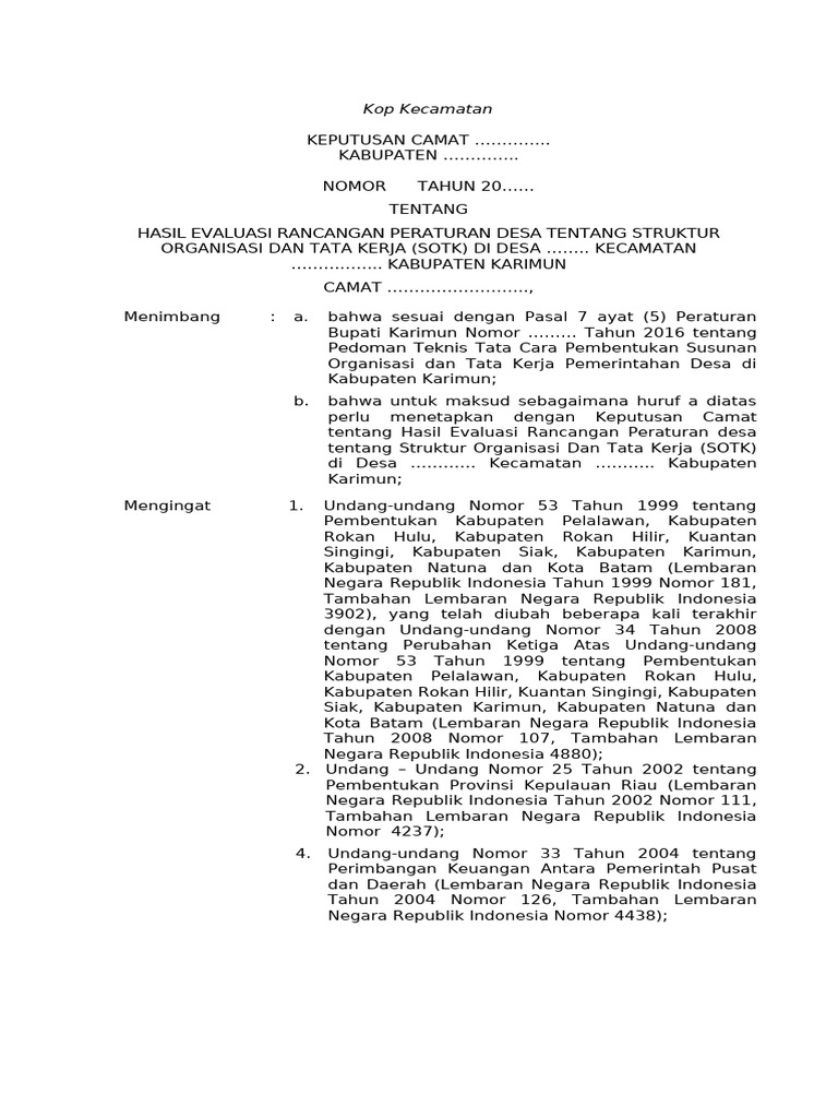 Lampiran SK Camat | PDF