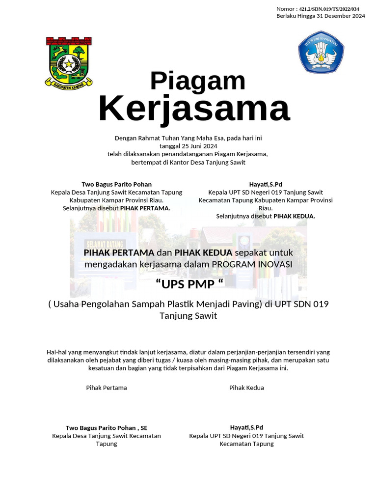 Piagam Kerjasama | PDF