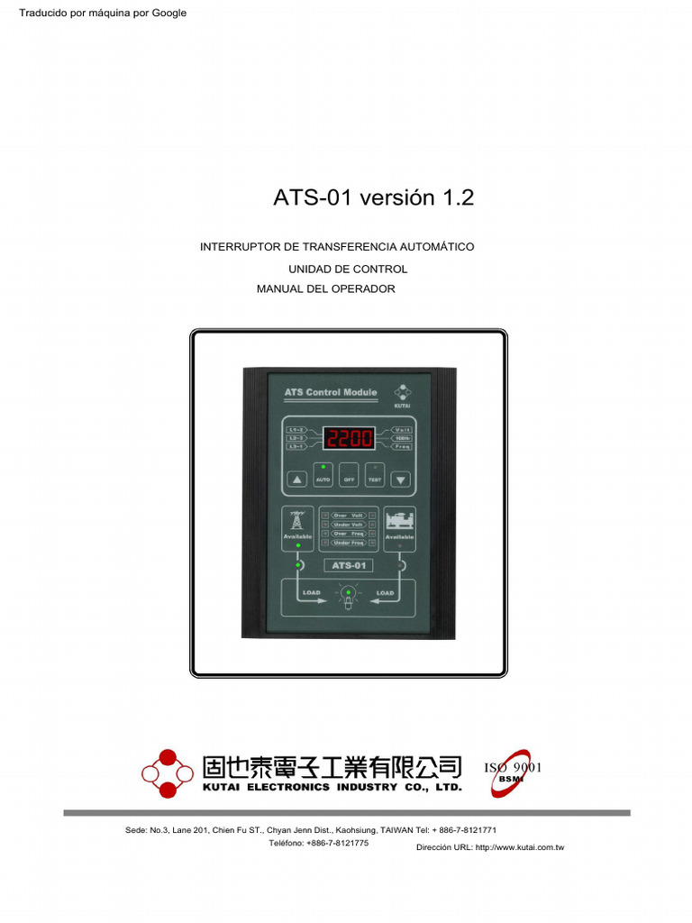 Manual ATS-01 en Español | PDF | Cambiar | Generador eléctrico