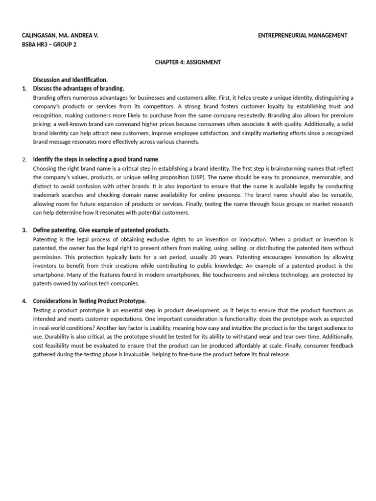 Entrep Chapt 4 | PDF