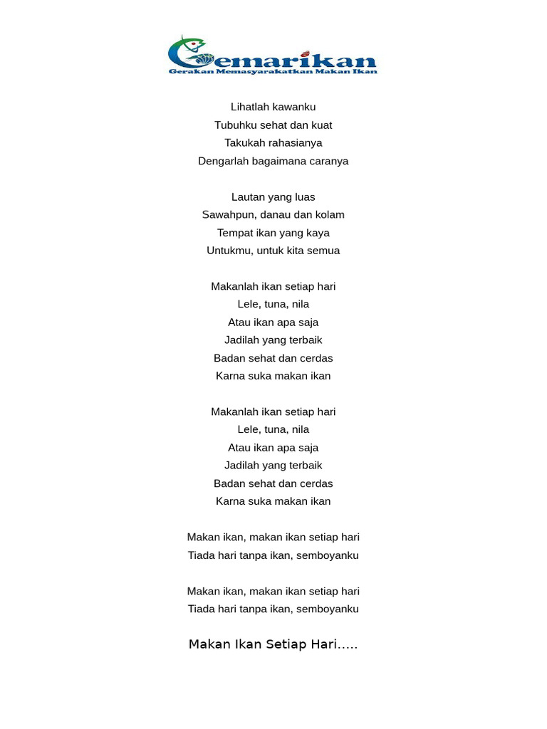 Lirik Lagu Gemar Ikan | PDF