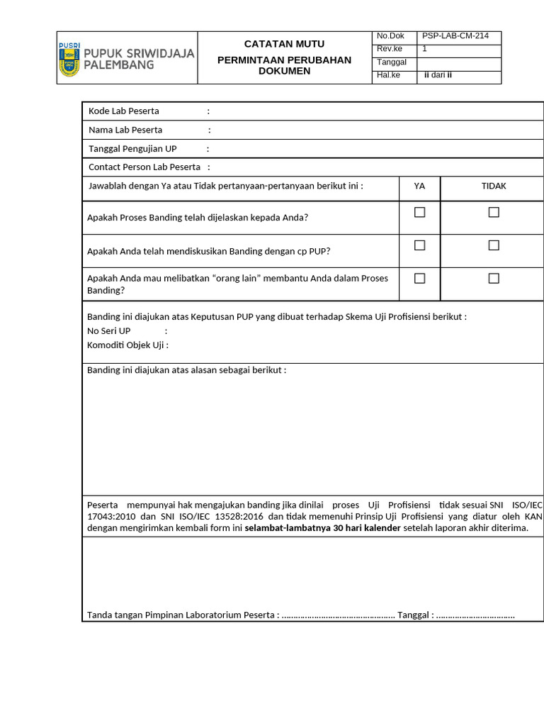 PSP-LAB-CM-613 Form Banding Peserta | PDF