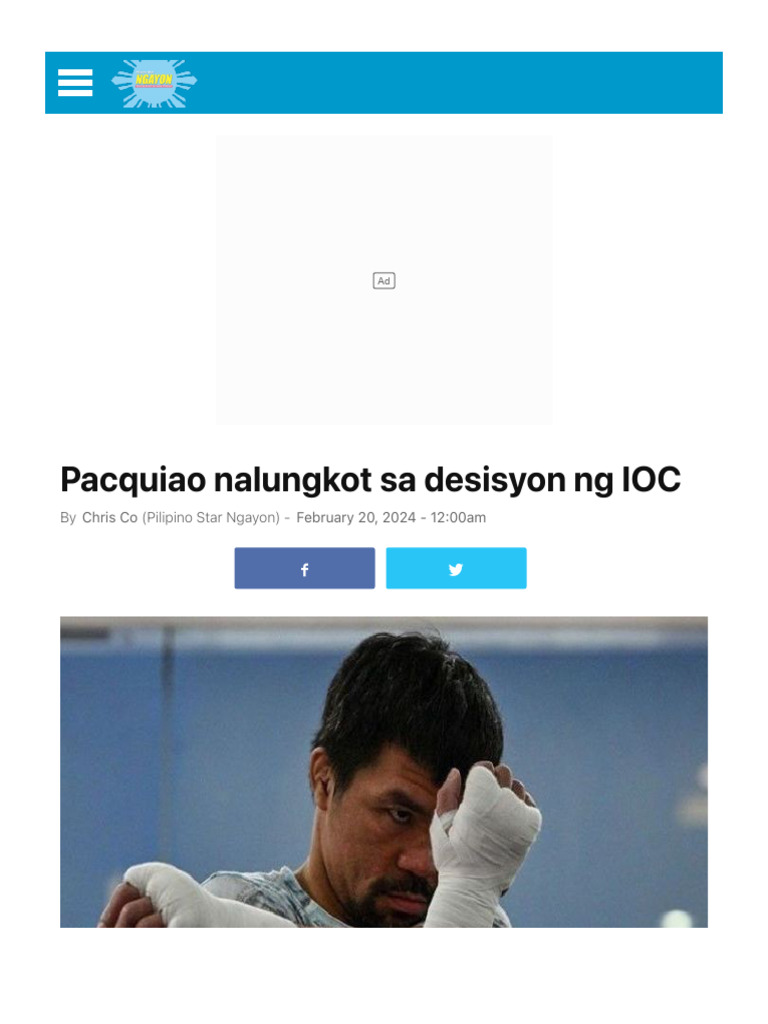 Pacquiao Nalungkot Sa Desisyon NG IOC - Pilipino Star Ngayon | PDF