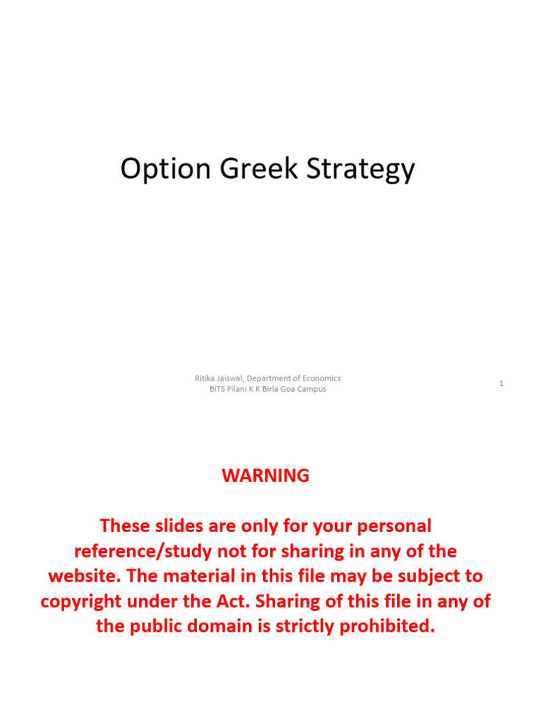 Option Greek Strategy (Class 12 and 13).pptx | PDF