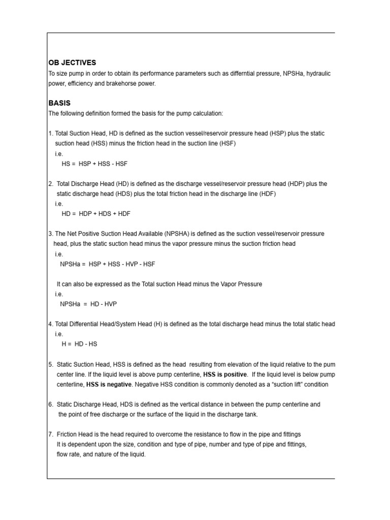 Pump-Sizing-Calculation-Spreadsheet.Theory | PDF
