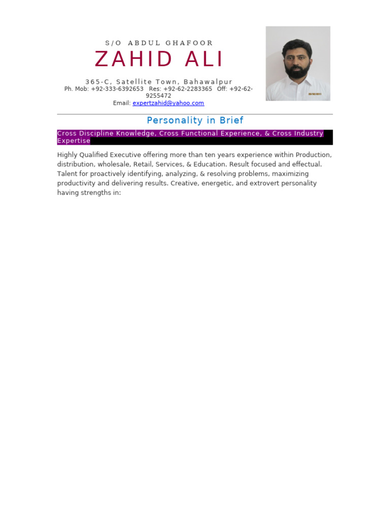 Zahid Resume | PDF