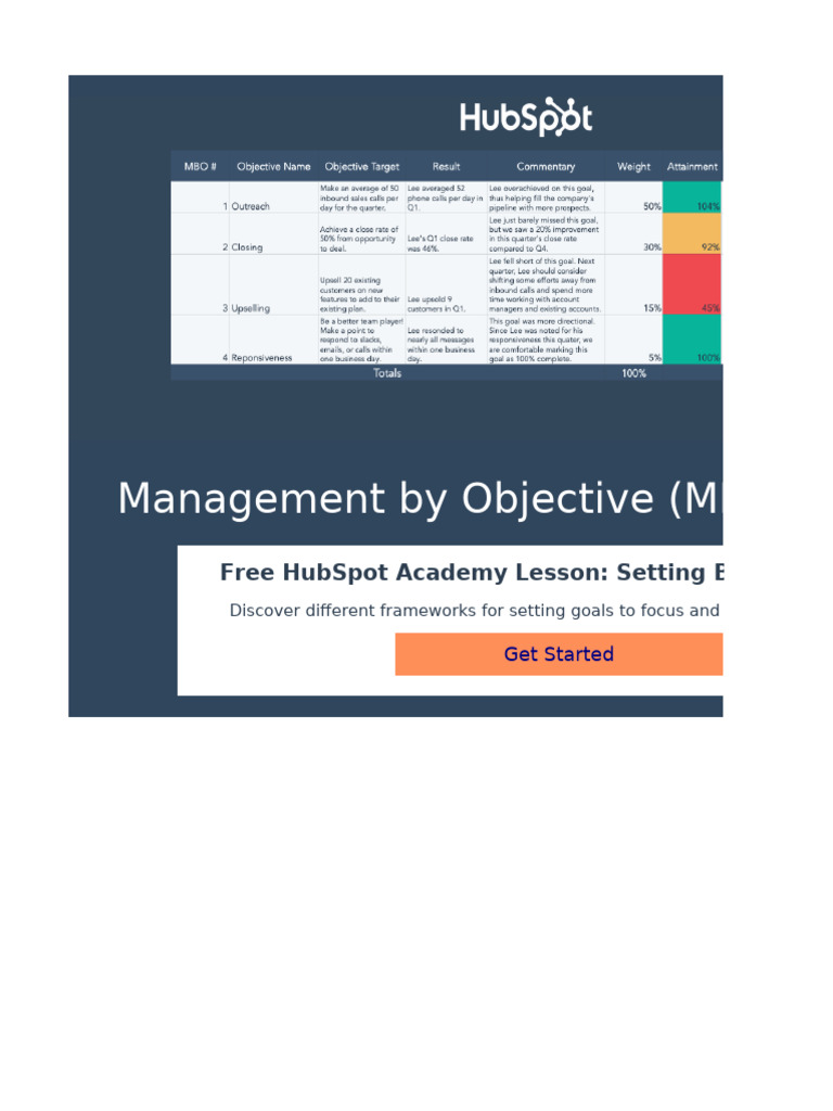 Management by Objective (MBO) Template - HubSpot | PDF