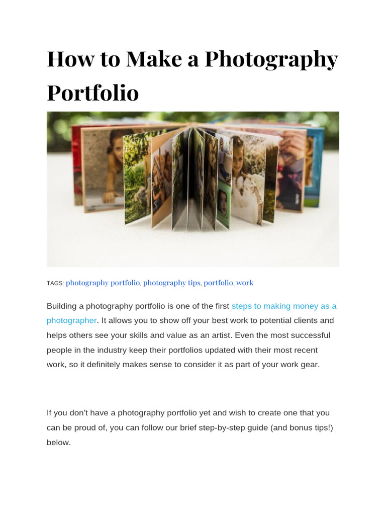 How To Make A Photography Portfolio | PDF