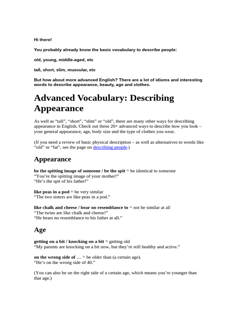 Describing Appearance | PDF