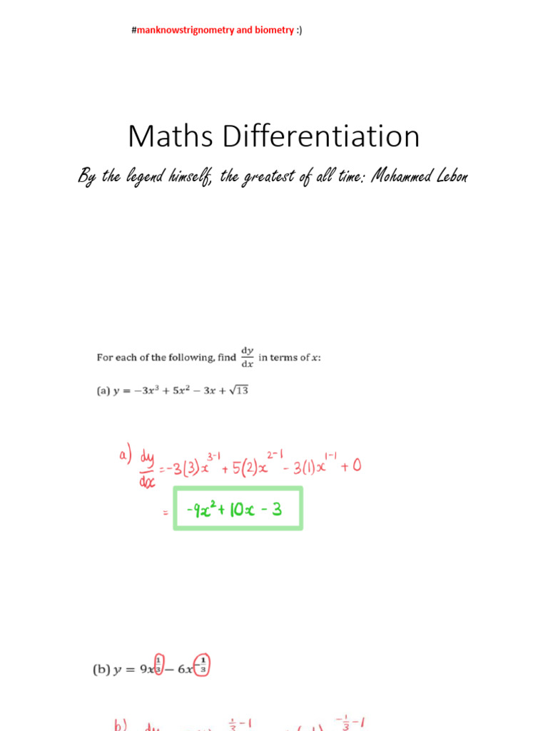 Maths Differentiation Hard | PDF