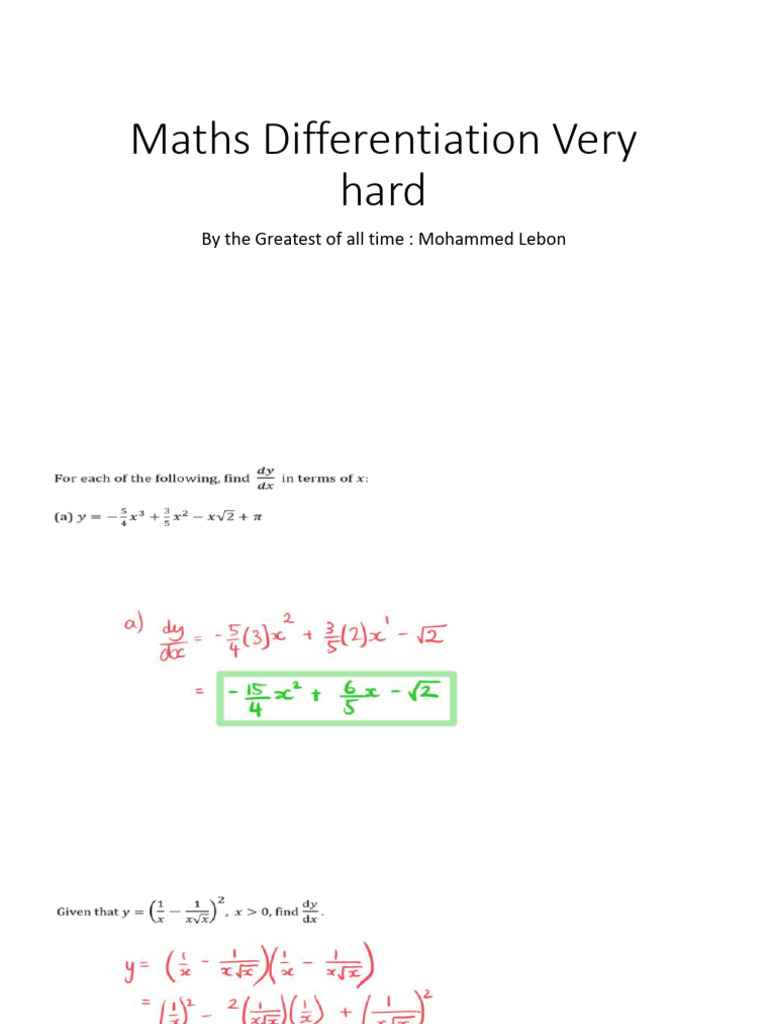 Maths Differentiation Very Hard | PDF