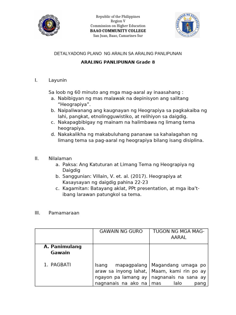 Grade 8 Geography Lesson Plan | PDF