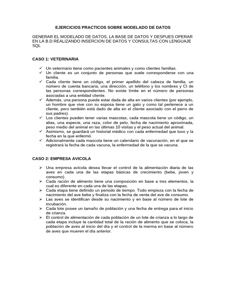 Ejercicios Practicos Sobre Modelado de Datos 21-05-2024 | PDF