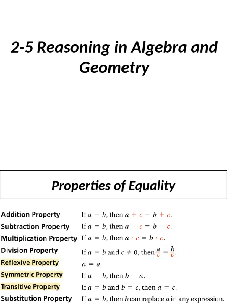2-5 Reasoning in Algebra and Geometry | PDF