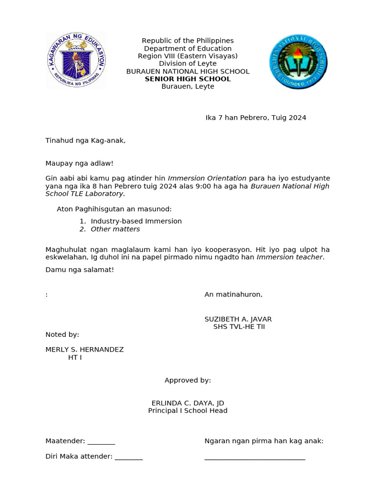 Letter to Parents fro PTA Meetings | PDF