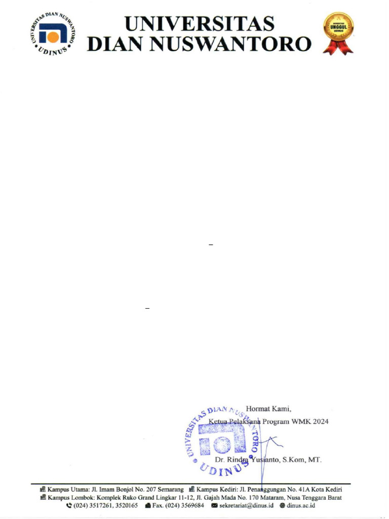 Surat undangan DPL - Soft Launching WMK Udinus | PDF