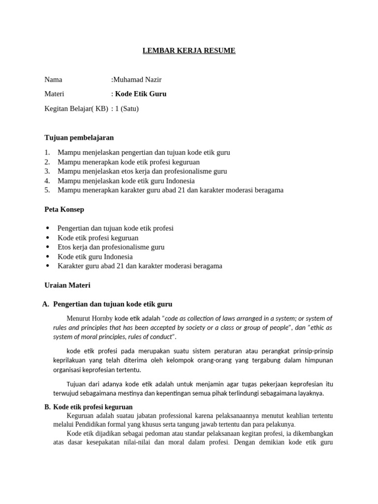 LEMBAR KERJA RESUME MODUL 4 KB 3 | PDF LEMBAR KERJA RESUME MODUL 4 KB 3 | PDF