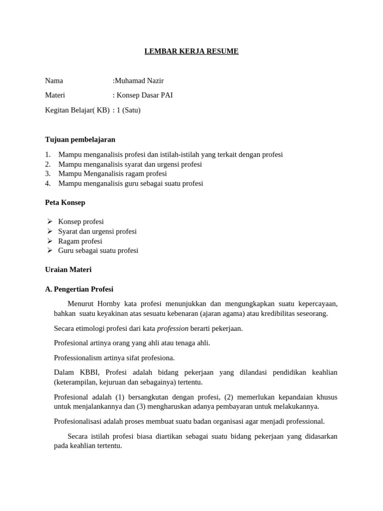 LEMBAR KERJA RESUME MODUL 4 KB 1 | PDF LEMBAR KERJA RESUME MODUL 4 KB 1 | PDF