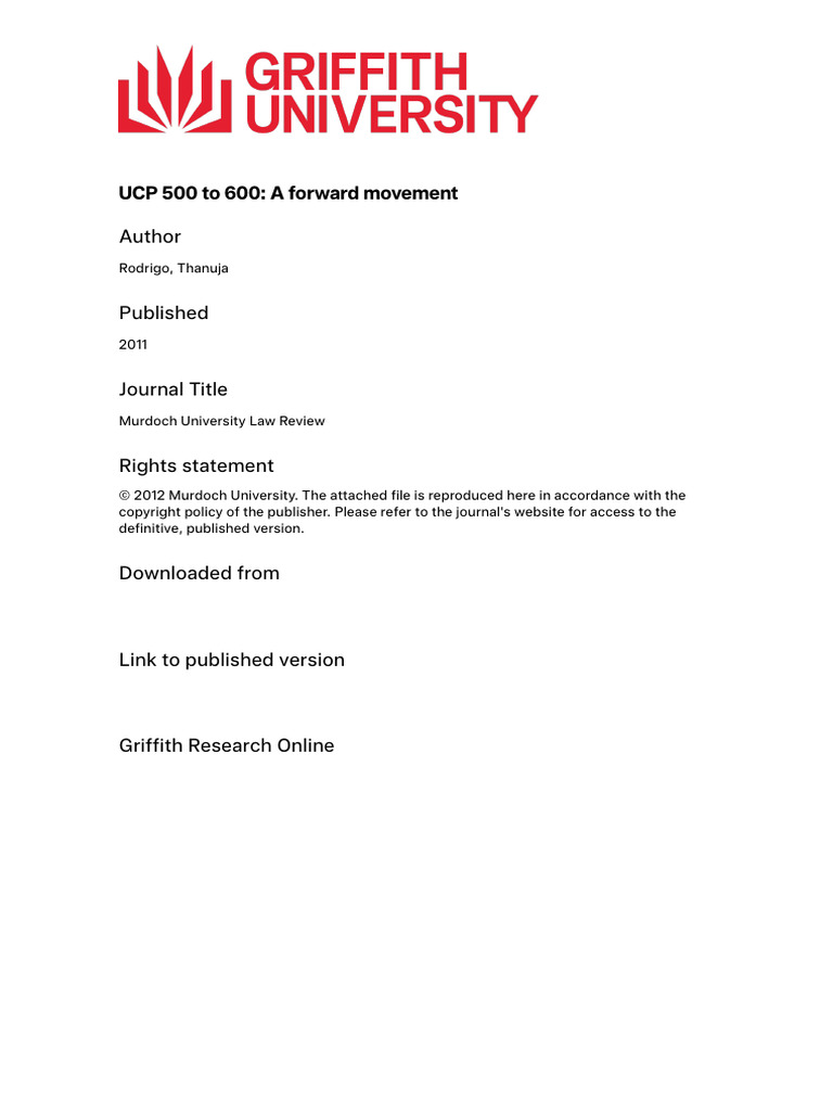 UCP 500 To 600: A Forward Movement: Author | PDF