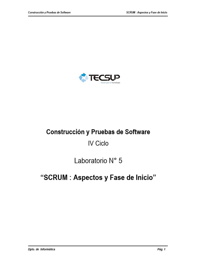 Lab05 - SCRUM Aspectos y Fase de Inicio | PDF