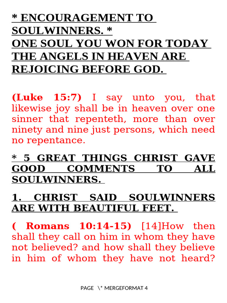 Encouragement To Soulwinners One Soul You Won For Today The Angels in ...