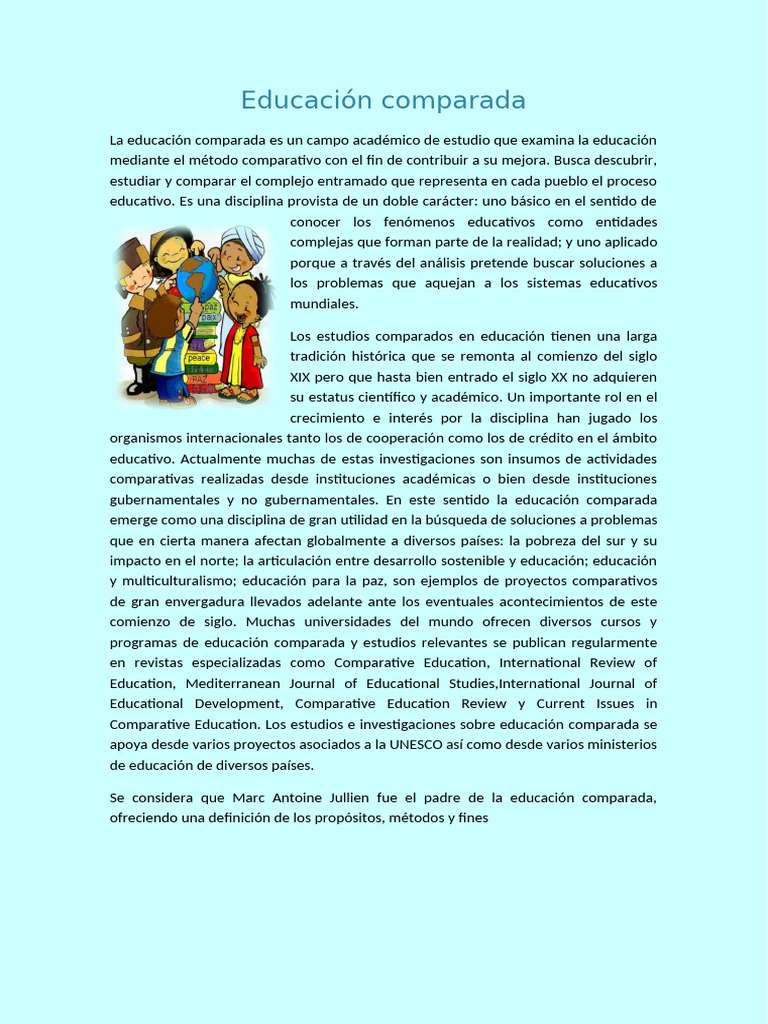 Educación Comparada | PDF | Educación en artes liberales | Aprendizaje