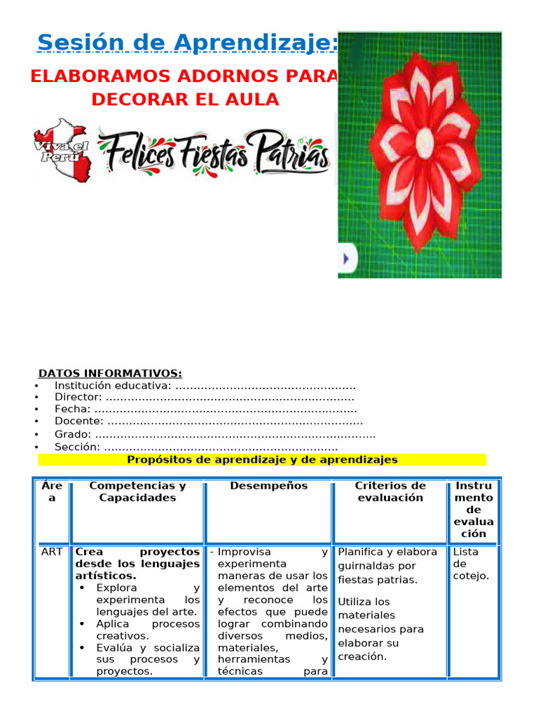 3° Sesión Día 5 Art Elaboramos Adornos para Decorar El Aula | PDF