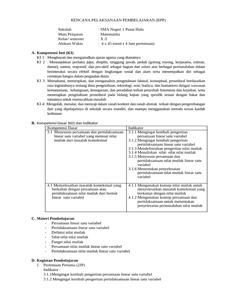Lamp Contoh RPP | PDF