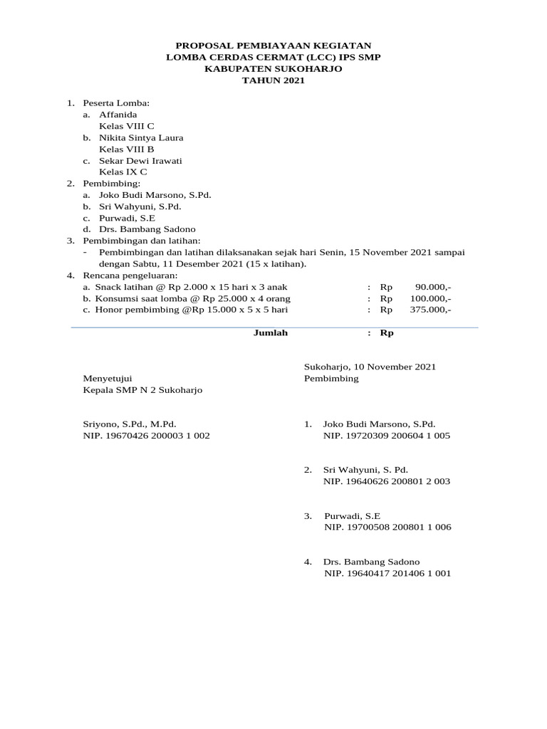 PROPOSAL LCC Ips 2021docx | PDF