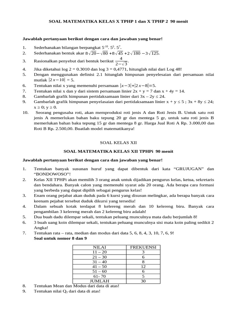 'Soal Matematika Yoze | PDF