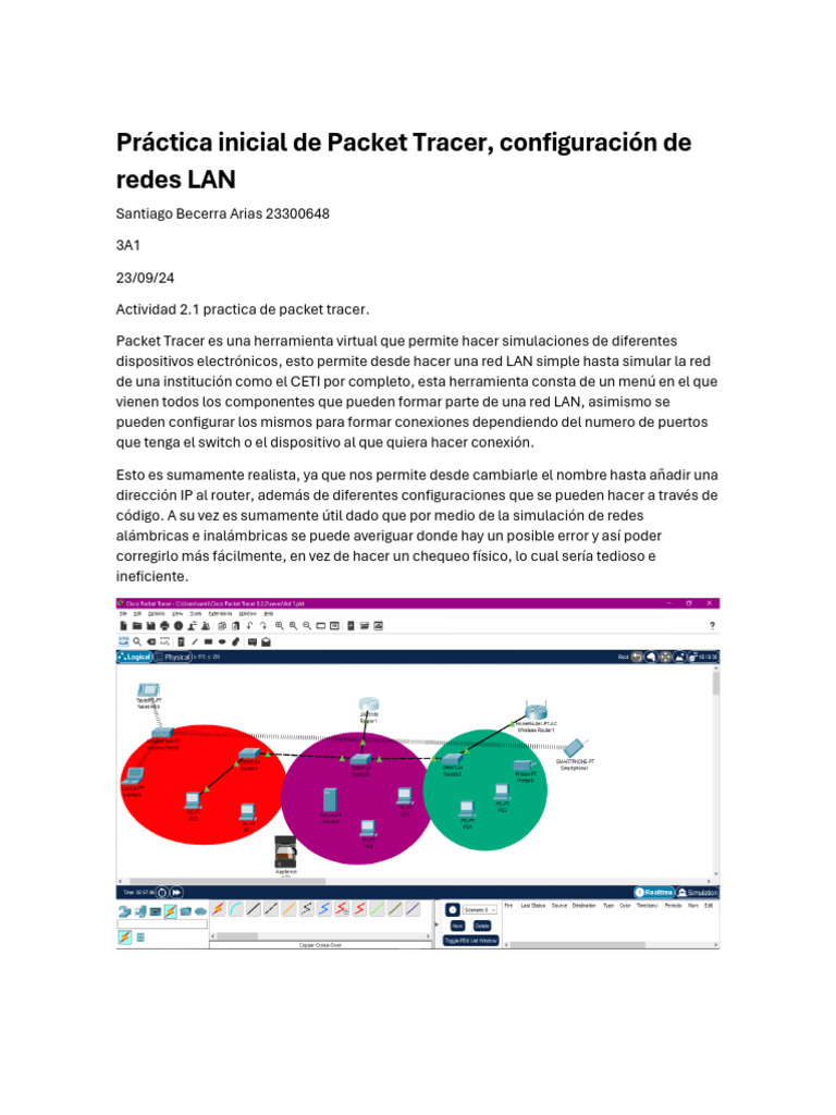 Práctica inicial de Packet Tracer | PDF