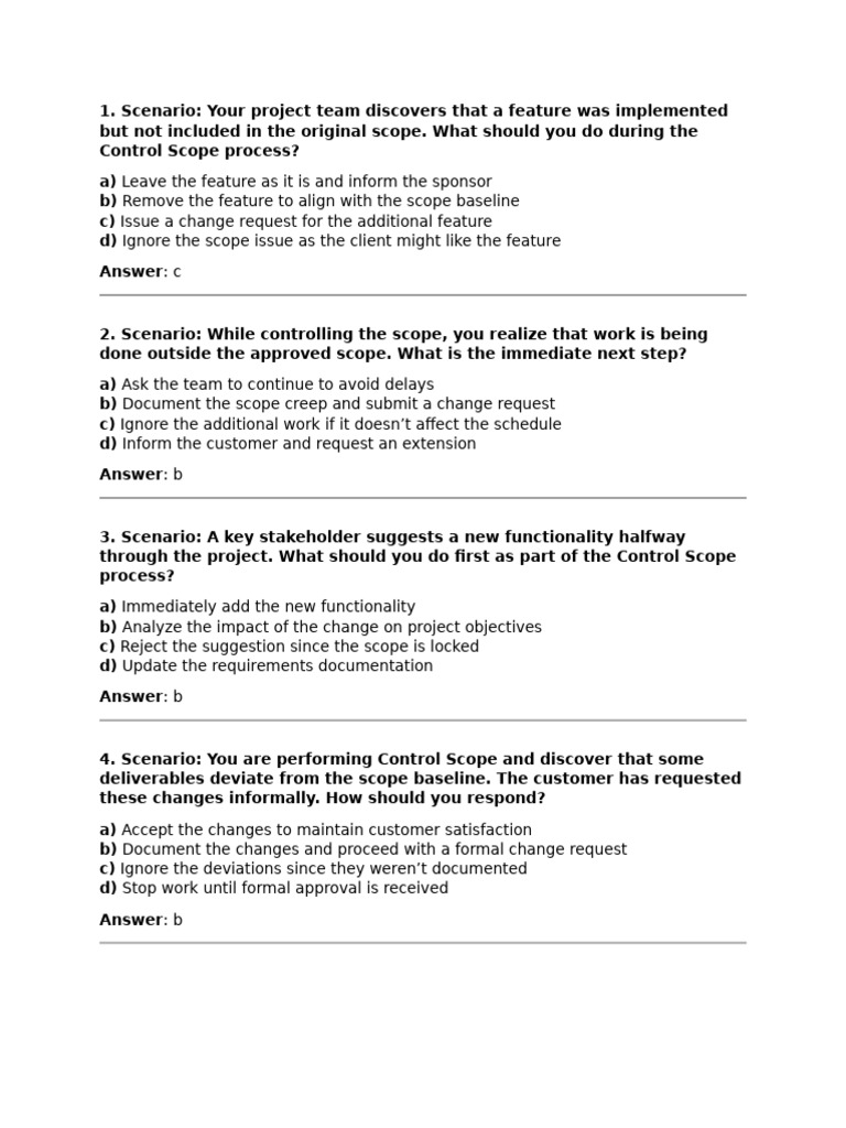Control Scope - Scenario Based Practice Test - 2 | PDF
