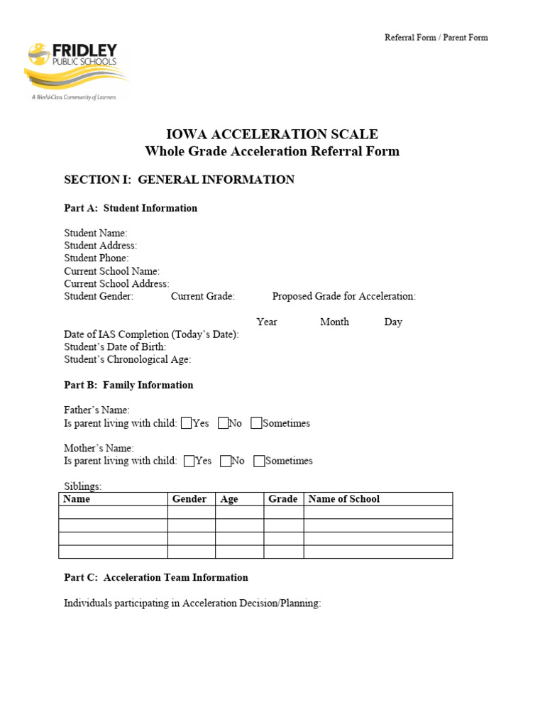 Iowa Acceleration Scale Referral Form | PDF | Wechsler Adult ...