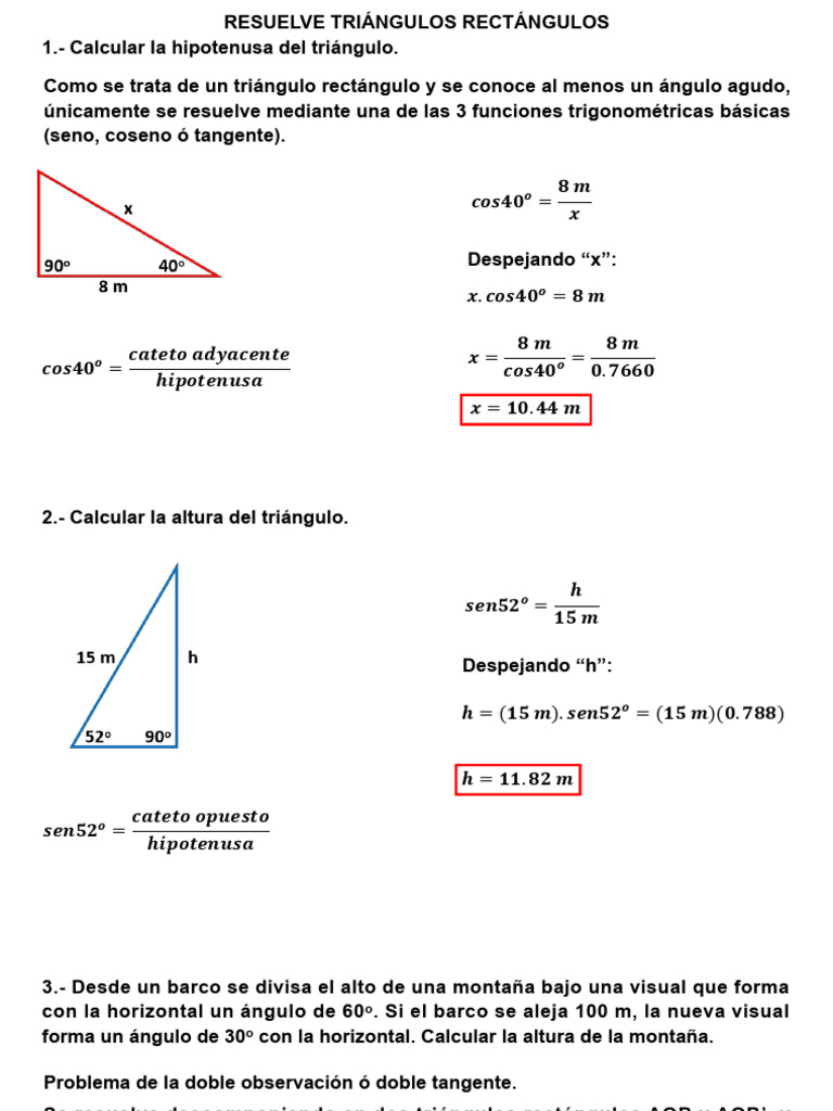 Resuelve Triangulos Rectangulos | PDF | Funciones trigonométricas | Triángulo