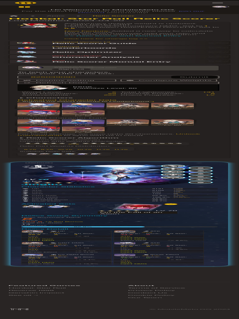 Relic Scorer Honkai Star Rail - MobileMeta - GG | PDF