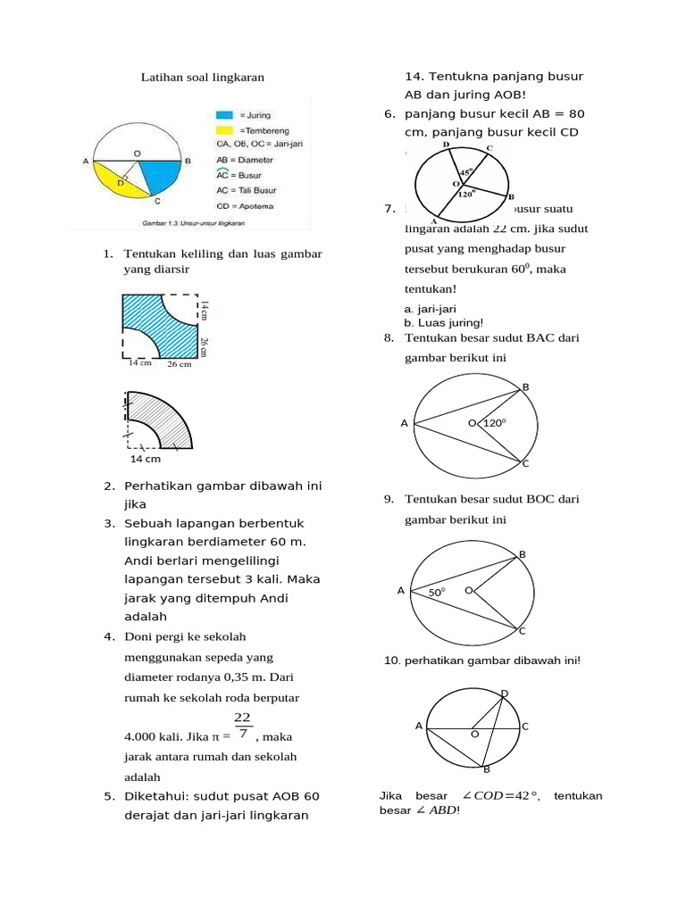 Latihan soal lingkaran 1 | PDF