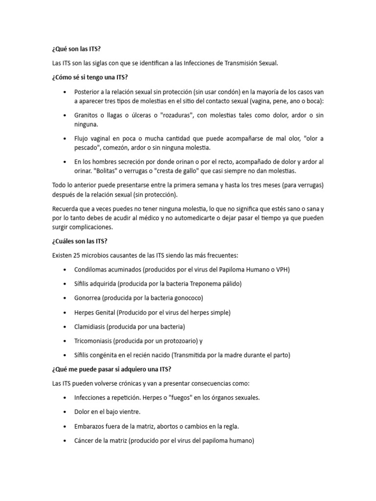 ¿Qué Son Las ITS? | PDF