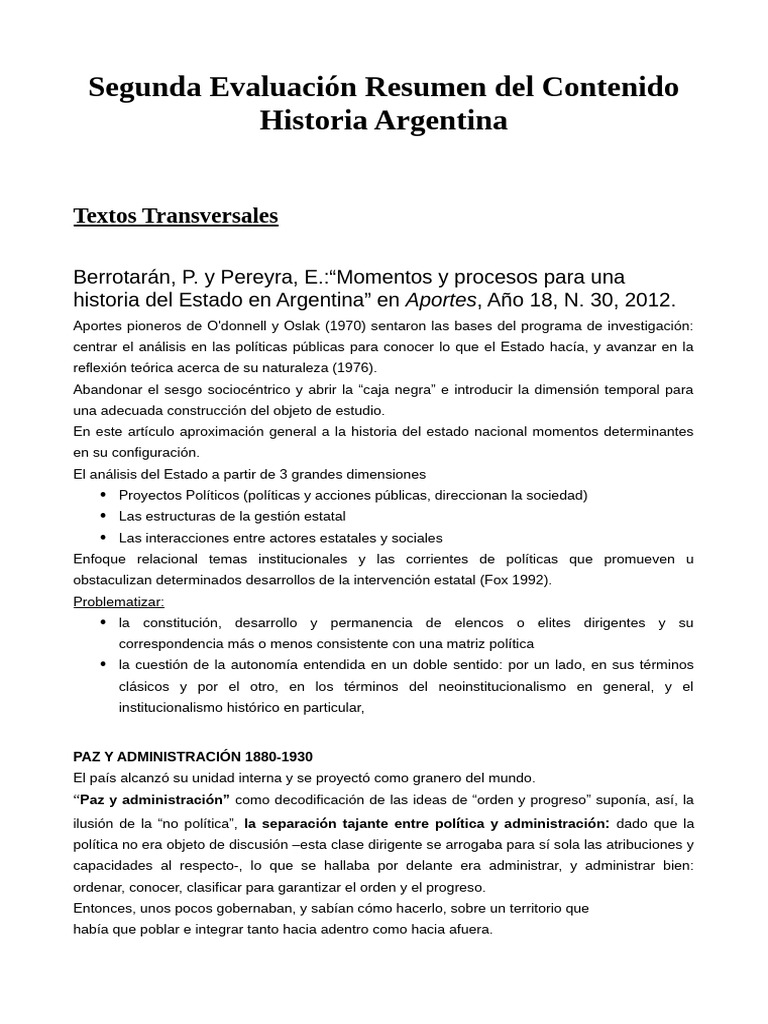 Historia Argentina Resumen Parte 2c | PDF