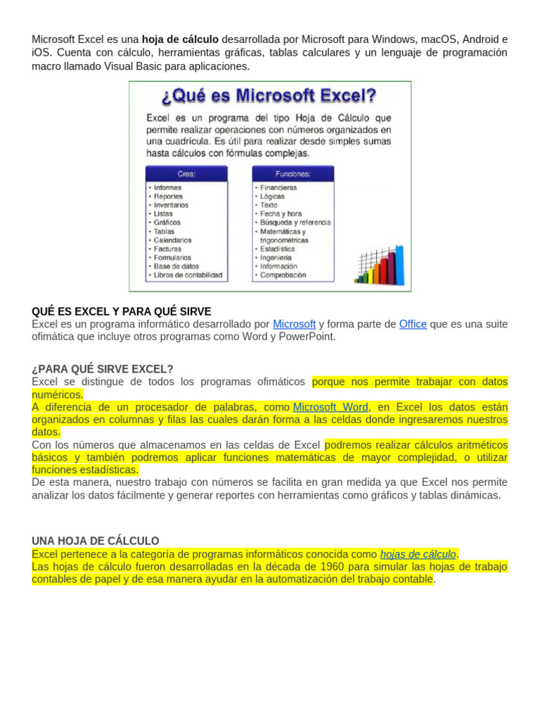 Historia del excel | PDF