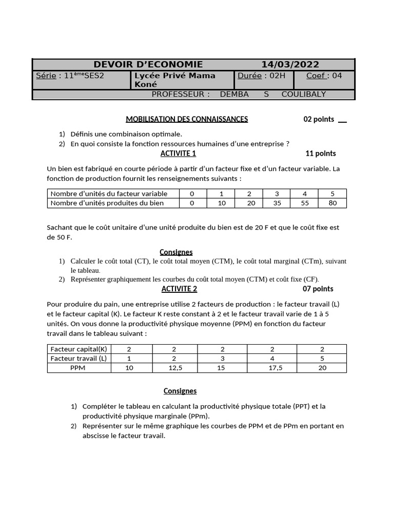 LPMAMA DEVOIR 14 mars | PDF