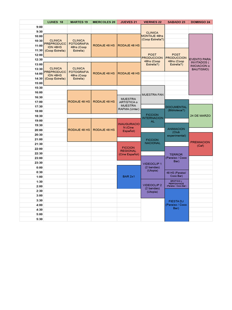 Programación LA PICASA V - Hoja 1 | PDF